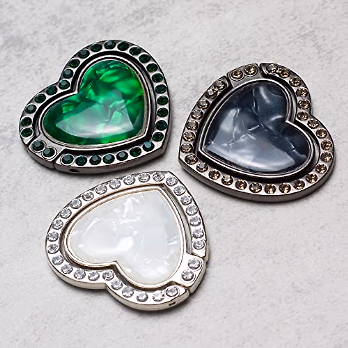 [2 Packs] Heart-Shaped Gemstones Glitter Bling Bling Phone Ring Holder, Sparkle Phone Ring Grip Artificial Diamond Stand,Rhinestone Cell Finger Ring for Phones,Pad