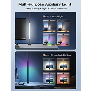 Beanet LED Desk Lamp with Clamp,Architect Desk Lamp for Home Office,24W Ultra Bright with RGB Atmosphere Lighting,Remote Control,5 Color Modes & 5 Dimmable Eye Protection for Monitor Studio Reading