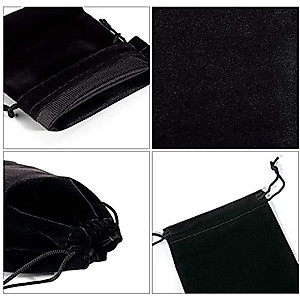 HORNO 5 Pack Black Velvet Travel Carry Headphones Pouch Bag with Drawstring