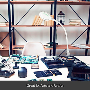 Brightech LightView Flex Magnifying Desk Lamp, 1.75X Light Magnifier, Adjustable Magnifying Glass with Light for Crafts, Reading, Close Work