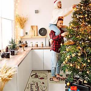 Layhit Christmas Kitchen Rugs and Mats Set of 3 Black Santa Doormat African American Santa Claus Entrance Rug Merry Christmas Winter Farmhouse Party Floor Mat for Kitchen 20 x 29,20 x 47,20 x 59 in