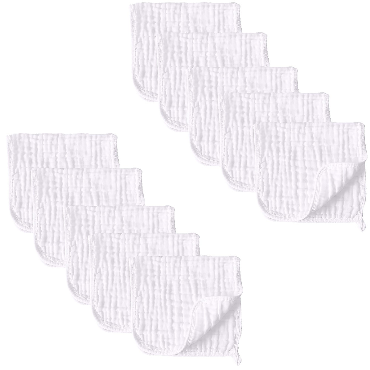 Yadorious Burp Cloths Muslin 10 Pack, 100% Cotton, Thickness, Soft and Absorbent, Avoid Dirty Your Clothes, Safe for Your Baby's Skin (20" X10")