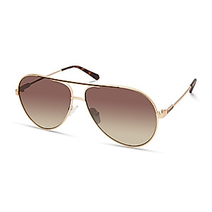 GUESS Men's Classic Aviator Pilot Sunglasses, Gold, 61mm