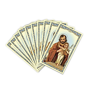 Christian Brands St. Joseph with Child Prayer Card- Cardstock Holy Card with Novena to St Joseph Prayer on the back (10 pack) Multi 2 38 W x 18 H -