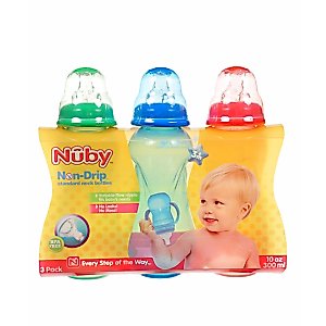 Nuby BPA FREE Bottles- 10oz - 3 Pk- Primary Colors - 3 ct., Size 8 - 10 oz3