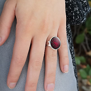 GRAPHICS & MORE Game of Thrones Targaryen Sigil Silver Plated Adjustable Novelty Ring