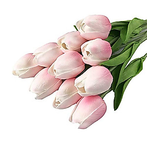 shlutesoy Artificial Flower, 1 Bouquet Artificial Tulip Home Garden Wedding Flower Arrangement Desktop Decor - Light Pink 5pcs