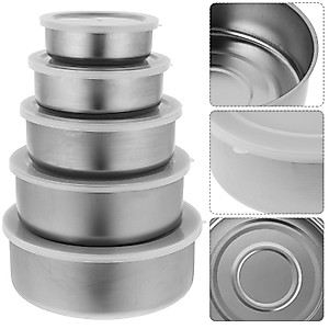 UPKOCH Snack Set Containers Pasta Containers 5pcs Box Food Prep Containers Travel Stainless Steel Bowls Home Accessories Round Crisper Sealing Bowls 5 Piece Set Lunch Box