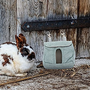 LUOZZY Rabbit Hay Feeder Bag Hanging Guinea Pig Hay Feeder Storage Hanging Hay Feeding Bag for Small Animal Supplies (Blue)