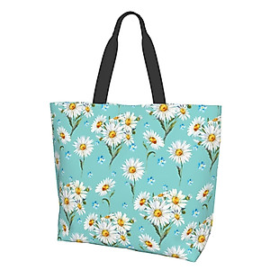 Majoug Daisy Tote Bags Women Large Capacity Shoulder Grocery Shopping Bags Travel Beach Bag