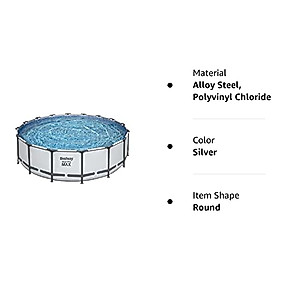Bestway Steel Pro MAX 16 Foot x 48 Inch Round Metal Frame Above Ground Outdoor Swimming Pool Set with 1,000 Filter Pump, Ladder, and Cover