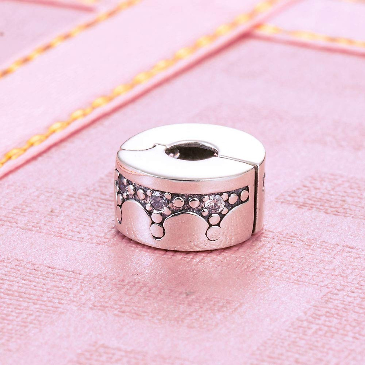 Original 925 Sterling Silver Charms Clip Lock Spacers Stopper Charm Beads For Bracelets (Crown Clip)