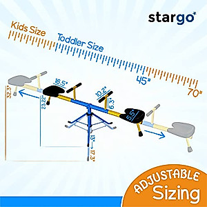 360 Swivel Spinning Seesaw for Kids, Teeter Totter with Adjustable Frame 46-70”, Indoor or Outdoor Playground Equipment