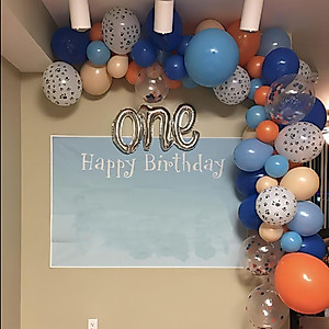 12 Inch 60 Pcs Blue and Orange Latex Balloons Kit Dark Light Blue Orange Wedding Party Decorations Basketball Birthday Bridal Baby Shower Decor Supplies Kids Boys Girls