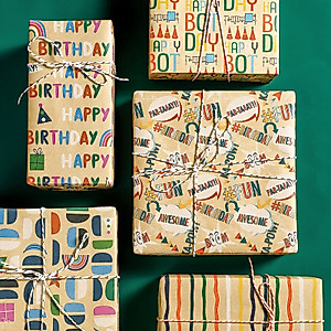 RUSPEPA Wrapping Paper Sheets Birthday Design - 17.5 x 30 inches Each Sheet, Total of 6 Sheets Packed in 1 roll