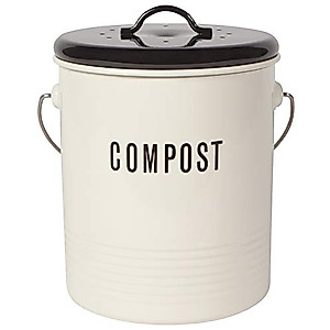 Now Designs Vintage Compost Bin, Ivory