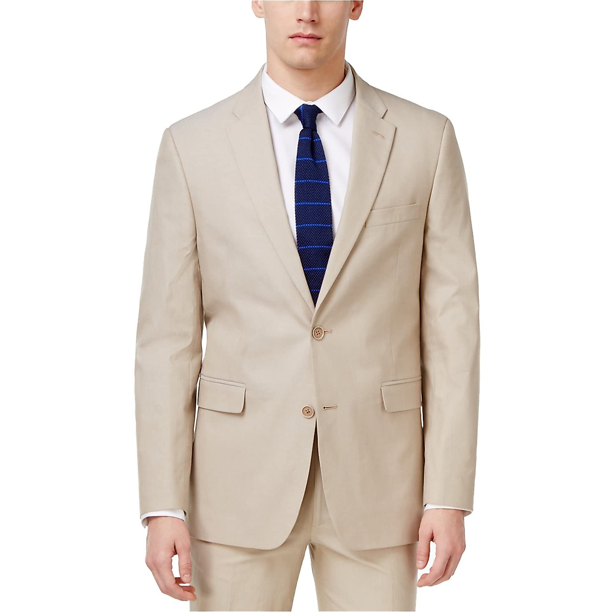 Tommy Hilfiger Mens Performance Two Button Blazer Jacket, Beige, 38 Short