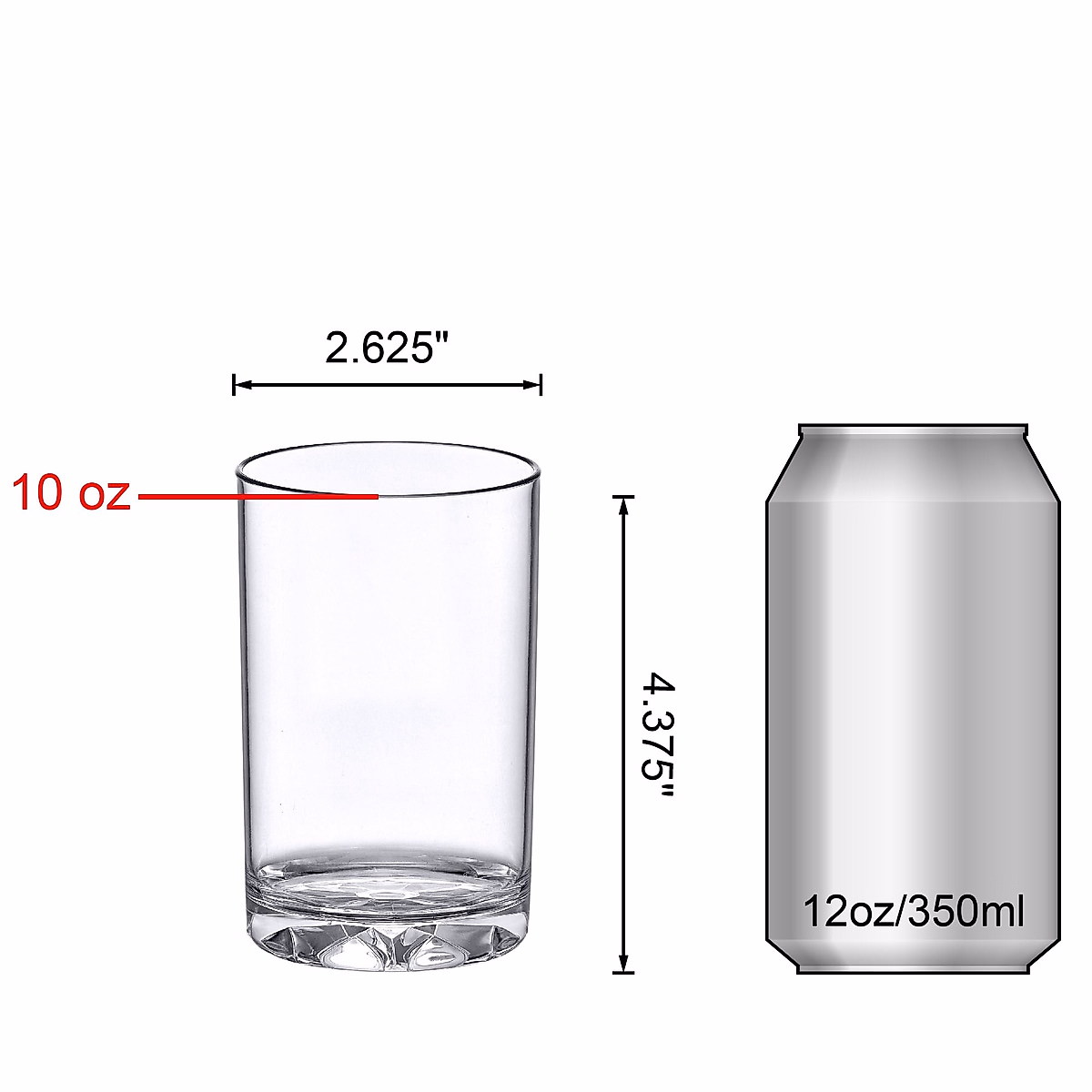 Amazing Abby - Liberty - 10-Ounce Plastic Tumblers (Set of 6), Plastic Drinking Glasses, Reusable Plastic Cups, BPA-Free, Shatter-Proof, Dishwasher-Safe (Made of Plastic, NOT Glass)