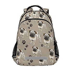ALAZA Pug Dog Paw Print Funny Puppy Backpack Purse for Women Men Personalized Laptop Notebook Tablet School Bag Stylish Casual Daypack, 13 14 15.6 inch