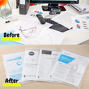 Mr. Pen- Clear Plastic Envelopes, 4 Pack, A4, Letter Size, Plastic Envelopes with Snap Closure, Poly Envelopes, Clear Plastic Folders, Plastic Document Holder, Plastic Envelopes, Clear Envelopes.