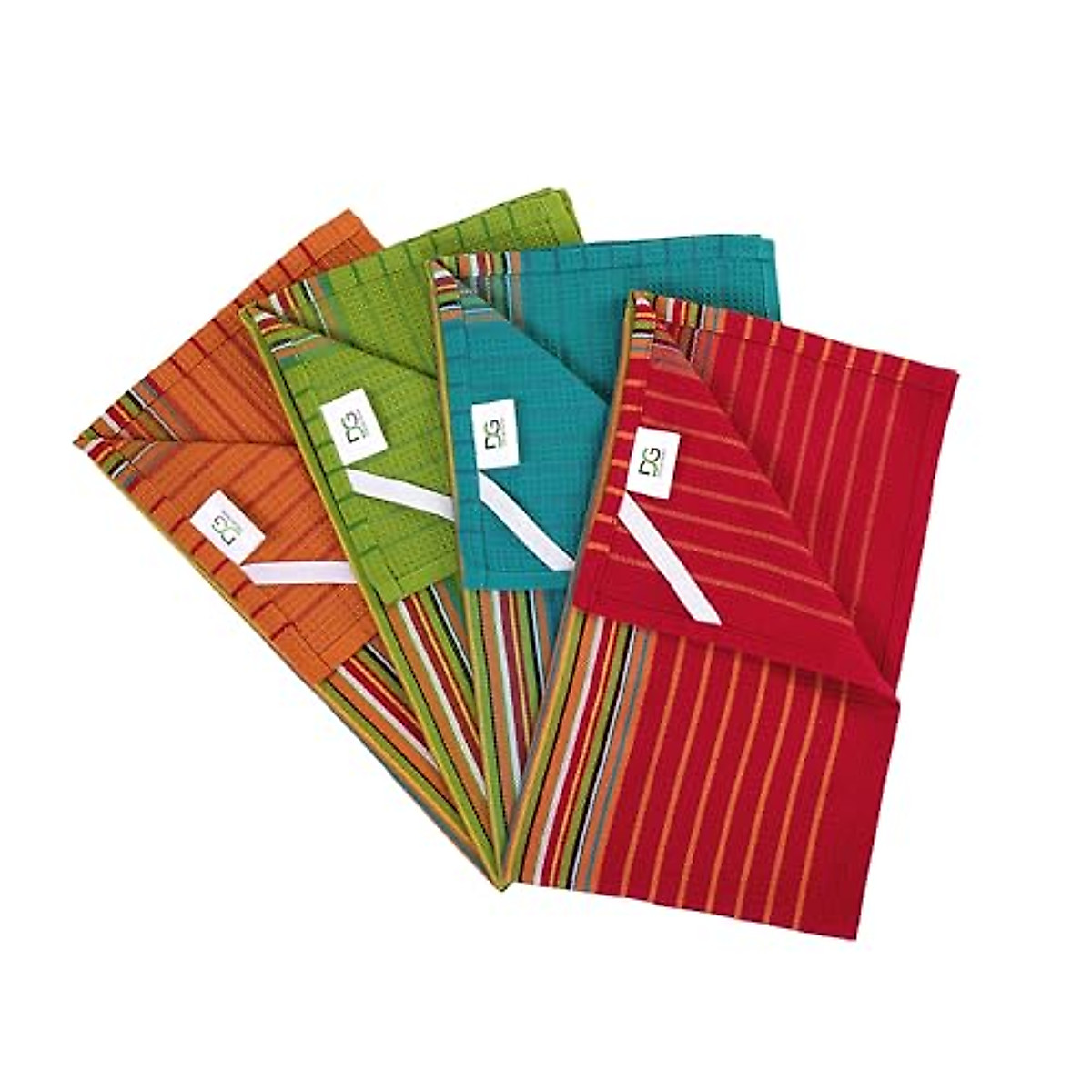 DG Collections Salsa Kitchen Towels, 100% Cotton Dish Towels for Kitchen, Set of 4 (16x28 Inches), Multi-Purpose Kitchen Essentials, Soft and Highly Absorbent Hand Towels, Waffle Design Tea Towels