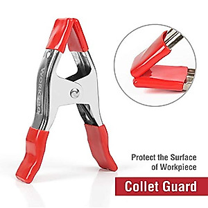 WORKPRO 8-pack Spring Clamps for Woodworking, 6-19/64 inch Large Steel Clamp Set, 2 inch Jaw opening, Nickel-plated, Heavy Duty Clips for Backdrops Stand, Background Muslin, Paper, Photo Studio