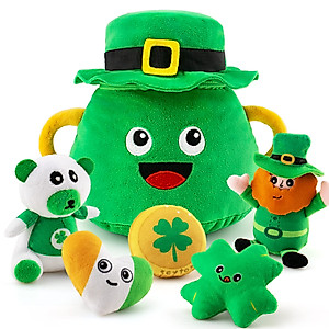 teytoy Baby St.Patrick's Day Toy 6PSC, Baby Plush Toys for Toddlers Pot Stuffed Leprechaun Toy, Ireland Shamrock, Shamrock Teddy Bear, Coin, Irish Baby Gift for Toddler Infant Newborn Party Decor