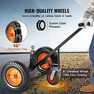 VEVOR Adjustable Trailer Dolly, 1000lbs Tongue Weight Capacity, Carbon Steel Trailer Mover with 19''-26'' Adjustable Height & 2'' Ball, 16'' Pneumatic Tires & Universal Wheel, for Moving RV Trailer