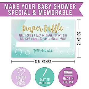 25 Baby Shower Diaper Raffle Tickets For Baby Shower Girl - Mermaid Baby Shower Games For Girls, Diaper Raffle Cards, Baby Raffle Tickets, Baby Shower Invitation Inserts, Baby Shower Ideas