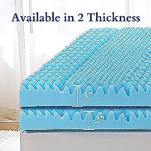 HUXMEYSON Foam Mattress Topper Queen, 7 Zone Cooling Mattress Topper with Gel Infused, Egg Crate Bed Topper Mattress Pad, CertiPUR-US Certified, 2 Inch (60 * 80 Inch)