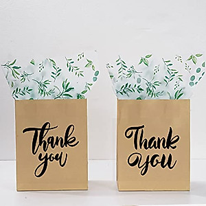 Whaline Eucalyptus Tissue Paper Greenery Wrapping Paper 14 x 20in Green Leaves Gift Wrapping Paper Art Paper for Jungle Safari Party Baby Bridal Shower Birthday Wedding Decor, 100 Sheet