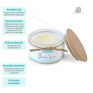 BB Candles Coastal Essentials Natural Soy Hand Poured Candle, Beach Linen Scent, Fragrant Coastal Candle with Strong Scents, Artisan Candle, 4oz, 30+ Hours Burn Time