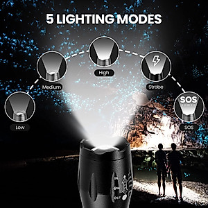 BINWO Flashlight 2pack 3000 Lumens, Tactical Flashlights Small Flashlight Powerful Waterproof Flashlights Pocket Flashlight Zoomable LED Flashlight with 5 Modes, Camping Accessories, Hiking Gear