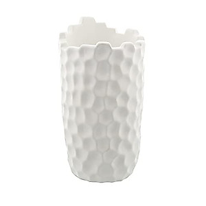 Deco 79 Porcelain Vase with Hammered Texture, 5" x 5" x 9", White
