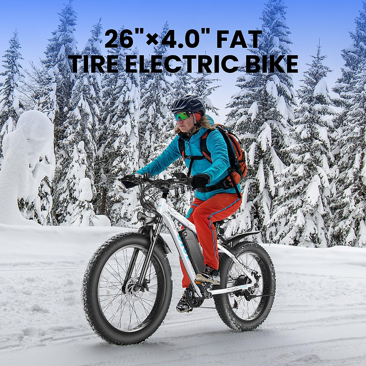 Vivi F26FUL Electric Bike Peak 1000W 26" x 4.0 Fat Tire Electric Bike with 48V 13Ah Removable Battery, 7Speed, Top 26Mph, Cruise Control, Up to 60 Miles for Commuting, Beach,Snow, UL2849 Certified