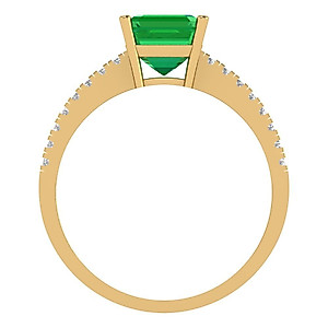 Clara Pucci 1.66 ct Cushion Cut Solitaire W/Accent Genuine Simulated Emerald Wedding Promise Anniversary Bridal Ring 18K Yellow Gold 7.5