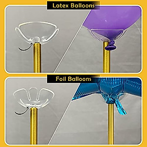 TEKXYZ Gold Balloon Stand Set of 2, 1 to 5.25 Ft Adjustable Metal Balloon Column for both Floor Stand and Table Centerpieces