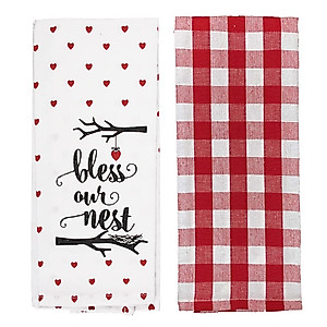 fillURbasket Decorative Buffalo Plaid Kitchen Towels Set of 8 Cute Summer Spring Dish Towels Lemons Bees Rooster Flour Sack Towels for Dish Hand Drying 100% Cotton 15”x25”