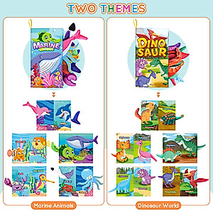 JGOBUB Baby Books,2PCS Early Development Interactive Baby Toys for 6-12 Months Boys Girls,Soft Crinkle Cloth Books for 0-3-6 Infants,Toddlers,Touch Feel Sensory Stroller Shower Toys Gifts for Newborn