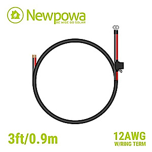 Newpowa red Black Extension Cable and Battery Cable with Fuse (Battery Cable W/ 30A Fuse)