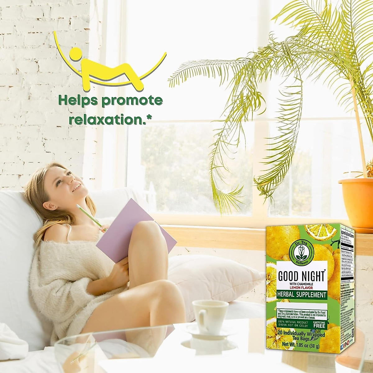 Dr. Tea Good Night Tea with Chamomile - Lemon Flavor - 20 Tea Bags