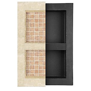 Shower Niche,12"x20"Tile Rectangle Shower Niche, Movable Partitions The Partition Space,XPS Foam Tileable Shower Niche Insert,Shower Niches Tile Ready,Niches for Tile Showers-Black…