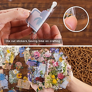 Dizdkizd Gold Foil Floral Stickers (180 Pieces), Transparent Aesthetics Sticker Set Vintage Scrapbooking Stickers for Card Making Envelope Gift Wrapping Journaling