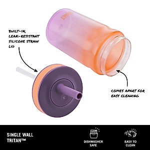 BUILT 16 fl oz Single-Walled Tritan Straw Seal Bedford Tumbler, Straw Lid Spill-resistant Travel Cup Keep Drinks Cold for Home Travel, Purple Sunset