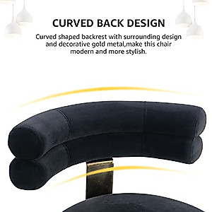 NIOIIKIT Velvet Dining Chairs Modern Upholstered Side Chairs with Gold Legs, Comfy Curved Back Accent Chairs, Stylish Vanity Chairs for Dining Room, Living Room, Bedroom (1, Black)