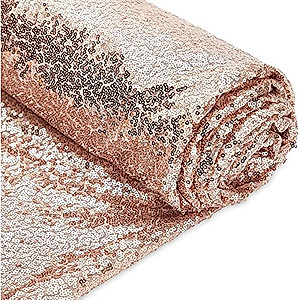 Rose Gold Sequin Fabric Roll for Sewing, Quilting Supplies (15 Feet)