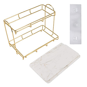 2 Tier Cosmetic Storage Shelf Cosmetic Tray Vanity Organizer Large Capacity Bathroom Counter Shelves Bathroom Counter Organizer for Bathroom Kitchen Washroom