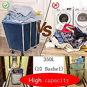 XIJIXILI Laundry Basket with Wheels Industrial 12 Bushel (400l) Collapsible Laundry Hamper Commercial Large Heavy Duty Rolling Laundry Cart Waterproof Laundry Trucks For Home Organizer Storage