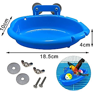 Bird Bath for Cage with 3 Balls Bird Tub Bowl Basin Hanging Birdbath Toy Pet Parrot Cage Budgie Accessories Shower Parakeet Cockatiel Water Shower Box Food Feeder Holder Tray Bird Cage Accessories