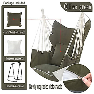 Hammock Chair with Stand,Hammock Chair Stand with Hanging Swing Chair Included,Weather Resistant Hammock Stand Max 450 Lbs,Saving Space Swing Stand for Indoor Outdoor Patio Yard(Green) Patented